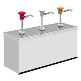 Dozator triplu inox, cu pompă, ketchup/maioneză, 9 lt