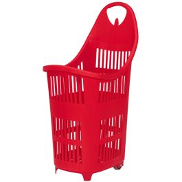 Cos supermarket cu roti 70 litri - Rosu