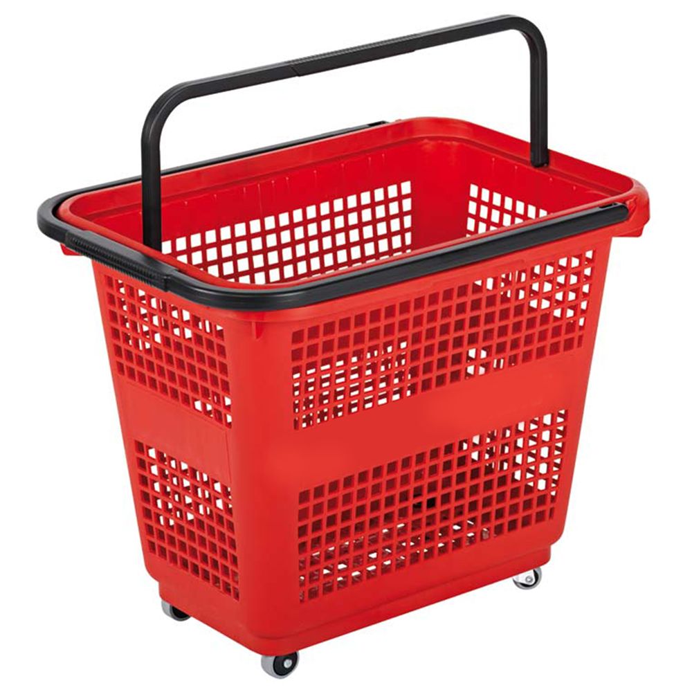 Cos supermarket cu roti 54 lt - Rosu